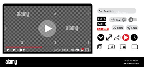 Video Player Interface With Controls The Player Window Frame Vector Illustration Stock Vector