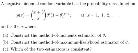 Solved A Negative Binomial Random Variable Has The Chegg Com