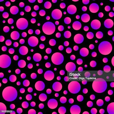 환각 화려한 장식 서클 완벽 한 패턴 밝은 그라데이션 색 원형 분홍색과 Purpule 검은 배경에 벡터 추상 질감 복고 스타일입니다 0명에 대한 스톡 벡터 아트 및 기타
