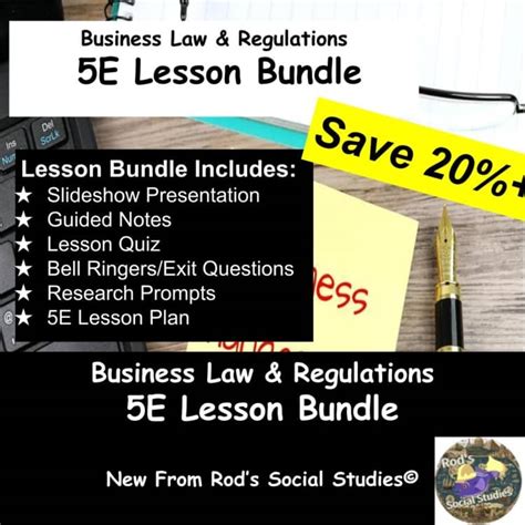 Business Law And Regulations 5e Lesson Bundle Wanswer Keys Editable