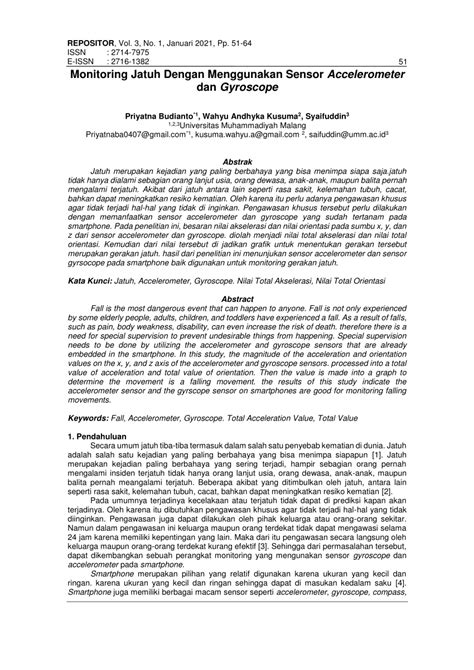 Pdf Monitoring Jatuh Dengan Menggunakan Sensor Accelerometer Dan