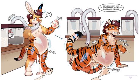 Rule 34 Anthro Belly Belly Inflation Blush Brown Hair Felid Fur Goo