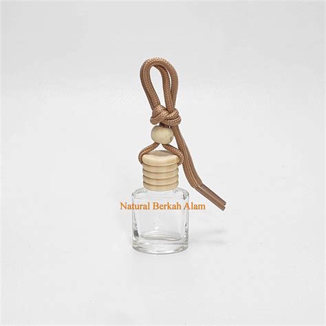 Jual Botol Parfum Gantung 7 Ml Kotak Circle Tutup Kayu Bulat Botol
