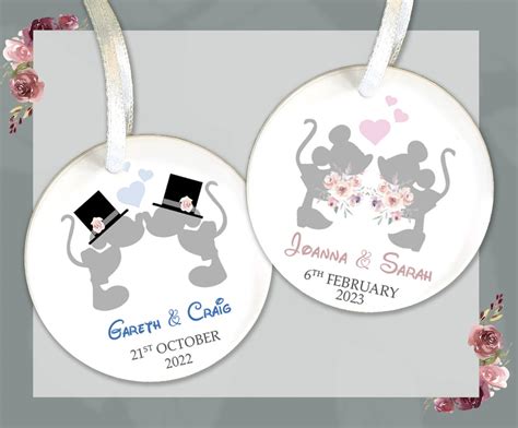 Wedding Mickey Minnie Kissing Same Sex Ceramic Hanging Decoration Etsy