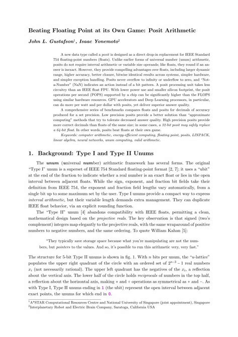 PDF Beating Floating Point At Its Own Game Posit Arithmetic