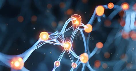 Flowing Neural Network With Glowing Nodes Connecting And Disconnecting Stock Illustration