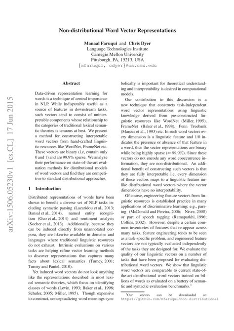 Non Distributional Word Vector Representations Deepai