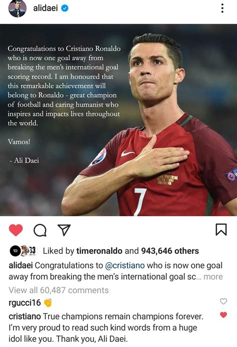 کامنت کریس رونالدو زیر پست علی دایی💥💥 طرفداری