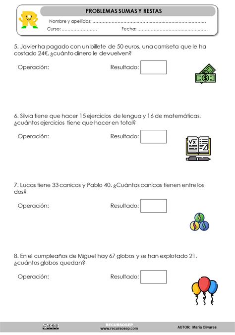Ejercicios De Problemas De Sumas Y Restas Para Segundo Grado Imagui