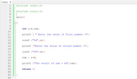 C Program To Find Sum Of Two Numbers