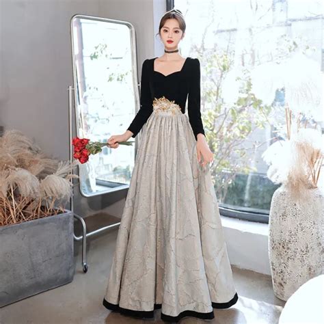 Elegant Black Velour Evening Dresses 2023 A Line Princess Square