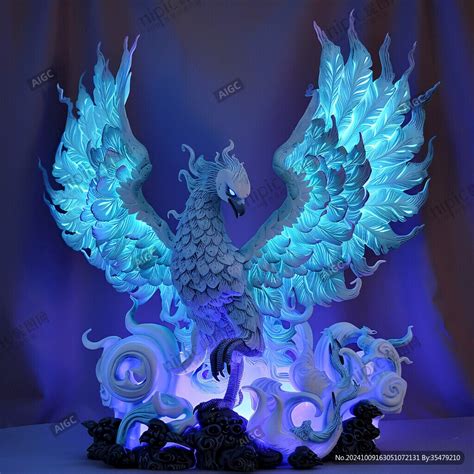 Ai创作图凤凰涅槃彩灯 立体孔雀灯 孔雀开屏灯 孔雀展翅灯 3d立体孔雀花鸟 孔雀元素彩灯 凤凰艺术花灯 3d凤凰 山海经神兽花灯 凤凰造型