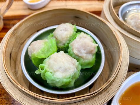 Dim Sum Top View And Text Input Area Dim Sum Chinese Food In Steamed