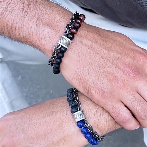 Natural Healing Stone Bead Chain Layer Bracelet Helloice