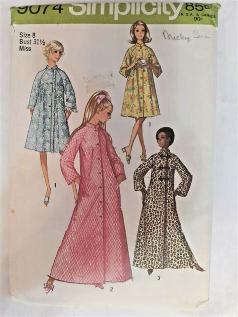 Mumu Robe Housecoat Simplicty Sewing Pattern 9074 Size 8 Uc Long