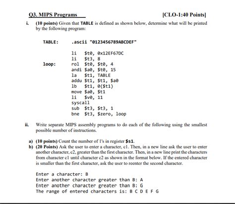 solved q3 mips programs [clo 1 40 points i 10 points