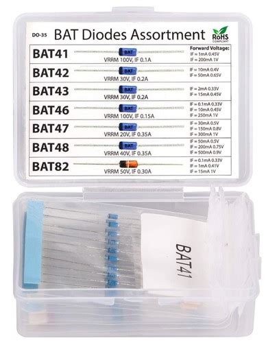 70 Pcs Bat41 Bat42 Bat43 Bat46 Bat47 Bat48 Bat82 Blue Schottky Diode As Ebay
