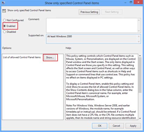 How To Show Only Specified Control Panel Items On Windows 881