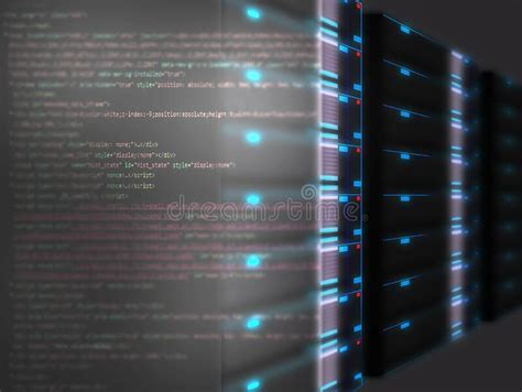 Row Of Active Online Servers In Server Center Working Running For
