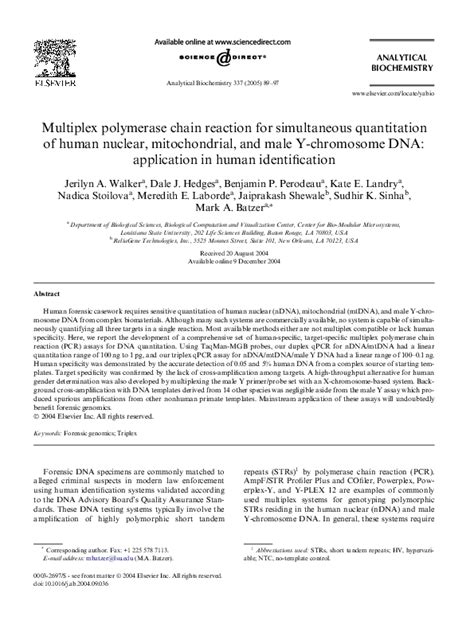Pdf Multiplex Pcr For Human Dna Quantitation