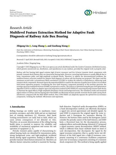 Pdf Multilevel Feature Extraction Method For Adaptive Fault Diagnosis Of Railway Axle Box Bearing