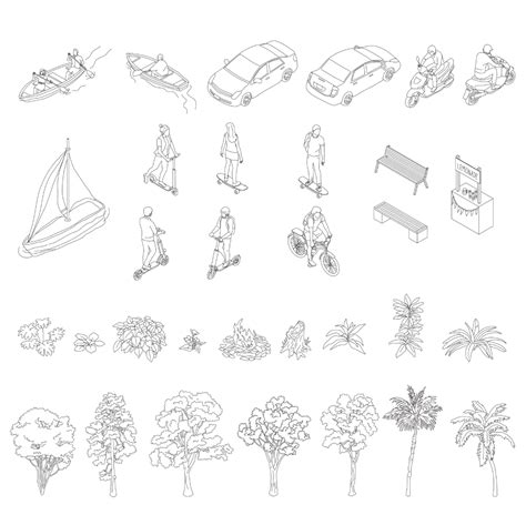 Cad And Vector Isometric Axonometric People Furniture Plants Vehicles Studio Alternativi