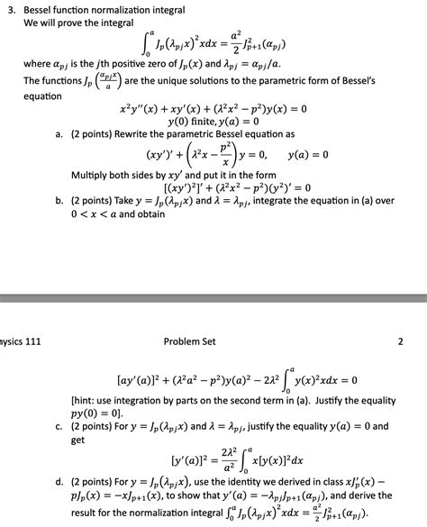 Solved Bessel Function Normalization Integralwe Will Prove