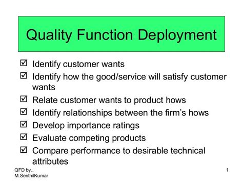 Quality Function Deployment