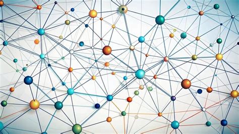 Connecting The Dots Colorful Network Of Interconnected Spheres Abstract Illustration Premium