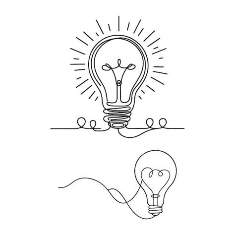 Premium Vector Single Continuous One Line Art Idea Light Bulb