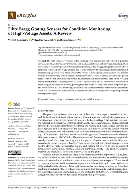 Pdf Fibre Bragg Grating Sensors For Condition Monitoring Of High Voltage Assets A Review