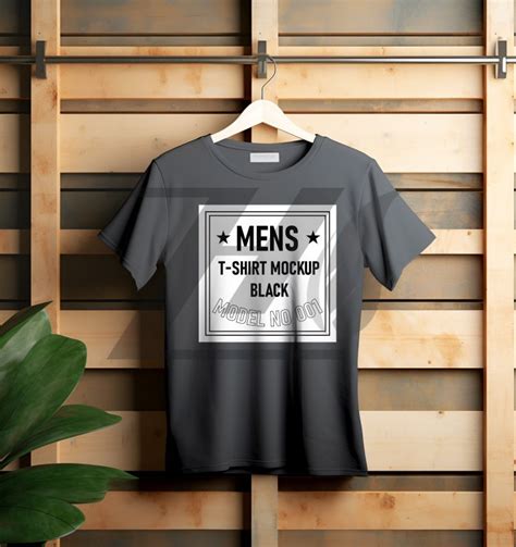 دانلود فایل لایه باز موکاپ تیشرت مردانه مشکی با رخت آویز دانلود