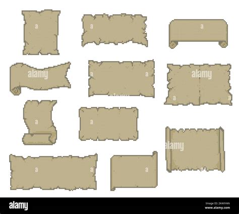pixel game manuscript ribbons and scrolls vector game asset with cubic