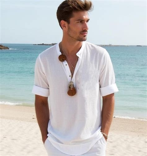 Mens Summer Linen Shirt Sewing Pattern Short Sleeve Digital Download