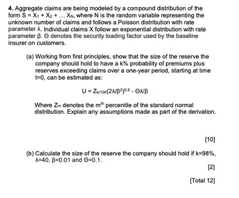 Solved 4 Aggregate Claims Are Being Modeled By A Compound Chegg Com