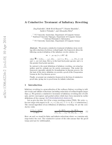 Pdf A Coinductive Treatment Of Infinitary Rewriting