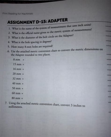 Solved Print Reading For Machinists Assignment D 15 Adapter