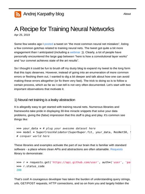 A Recipe For Training Neural Networks Pdf Artificial Neural Network