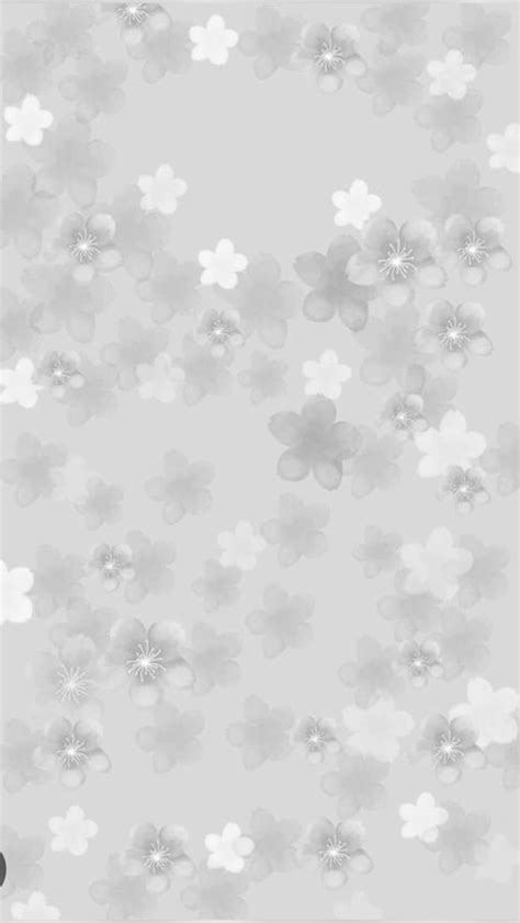 Silver Flowers W Grey Bg In 2025 Grey And White Wallpaper Grey