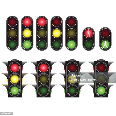 신호등에 고립 된 흰색 배경을 설정합니다 대 한 귀하의 비즈니스 Vetor 그림 거리에 대한 스톡 벡터 아트 및 기타 이미지 거리 경계 표지 고속도로 Istock