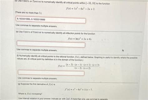 Solved A Use Fzero Or Fzeros To Numerically Identify All