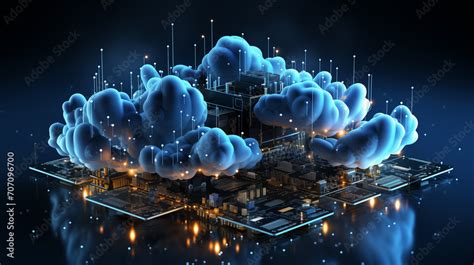 Virtual Computing On A Blue Background With A Natural White Cloud Sky The Idea Of Cloud