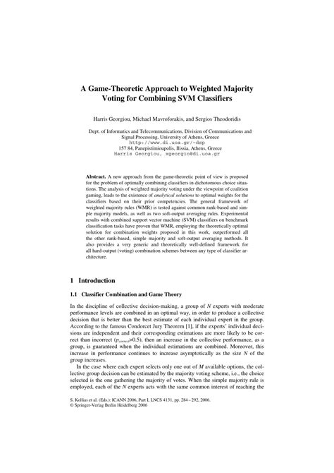 Pdf A Game Theoretic Approach To Weighted Majority Voting For