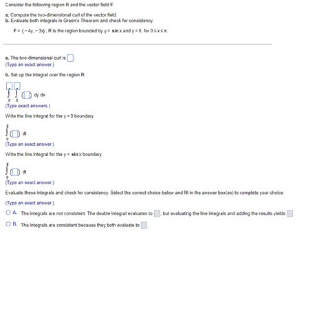 Solved Consider The Following Region R And The Vector Field