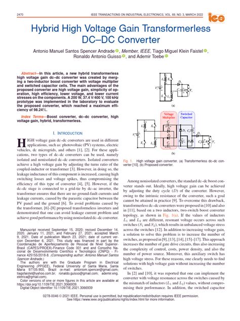 Hybrid High Voltage Gain Transformerless Dcdc Converter Pdf
