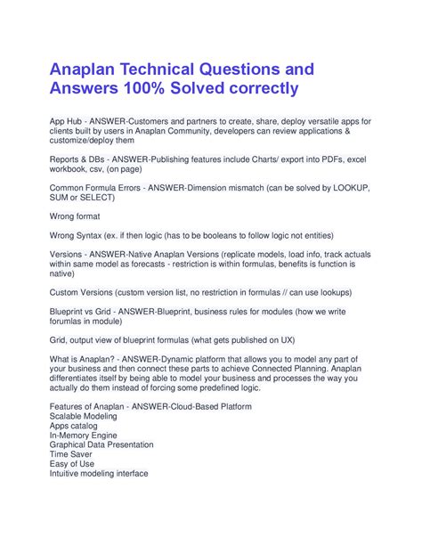 Anaplan Technical Questions And Answers 100 Solved Correctly Exams