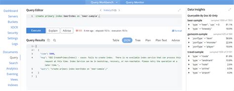 fail to create primary index using gsi couchbase server couchbase