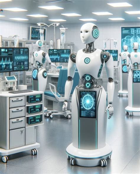 Ai Hospital Cyborg Futuristic Medical Professionals Doctors Physicians