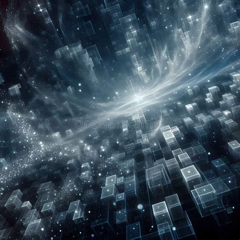 Quantum Computing Processing Data In Cyberspace Creating Digital Information Fields Stock