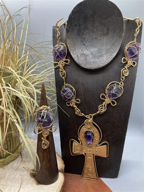 Brass Amethyst Ankh Deluxe Set Aboriginal Bling Blam